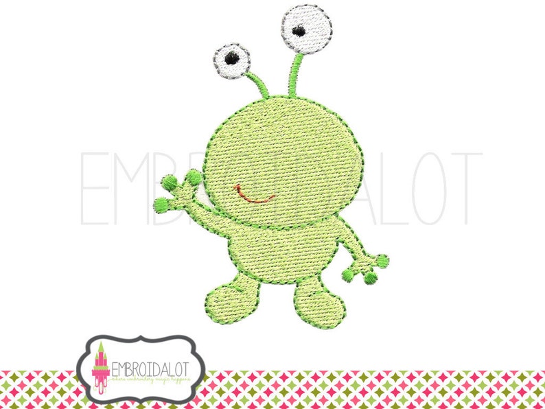 Alien Machine Embroidery Design. Friendly Alien Embroidery Design in 4 ...