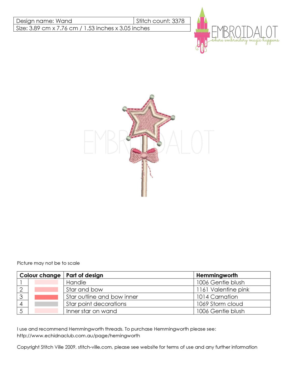 Wand Machine Embroidery Design. Pretty Wand Embroidery for Your ...