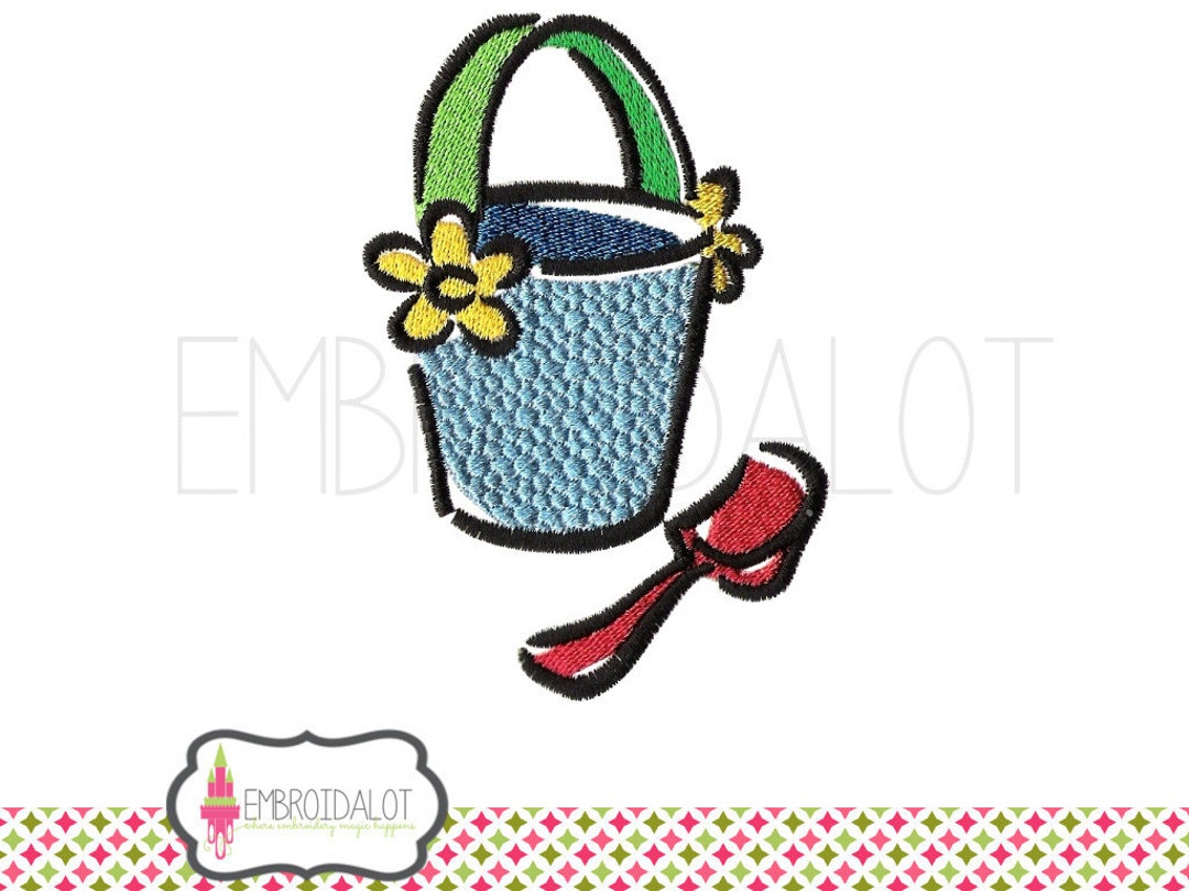 Bucket and Spade Machine Embroidery Design. Retro Vintage Embroidery ...