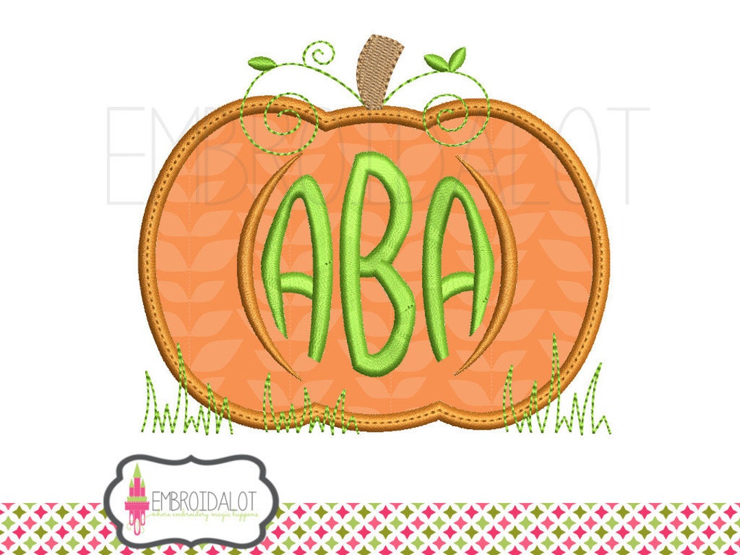 Pumpkin Monogram Frame Applique Embroidery Design. Fall Applique and ...