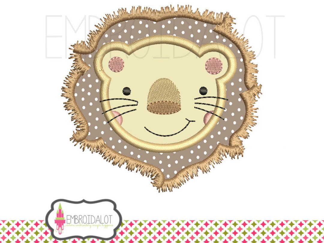 Lion Applique Design. Cute Lion Embroidery Design. Instant Download ...