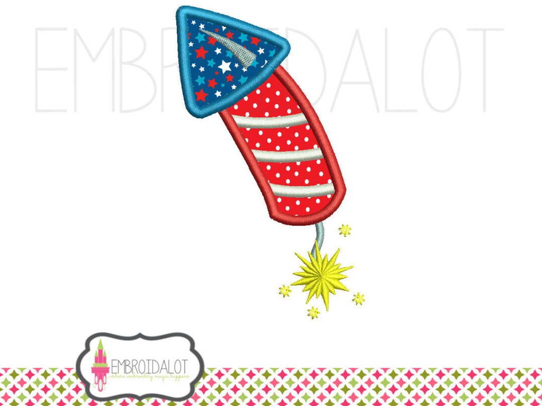 Firecracker Applique Embroidery Design. Super Cute Patriotic Embroidery ...