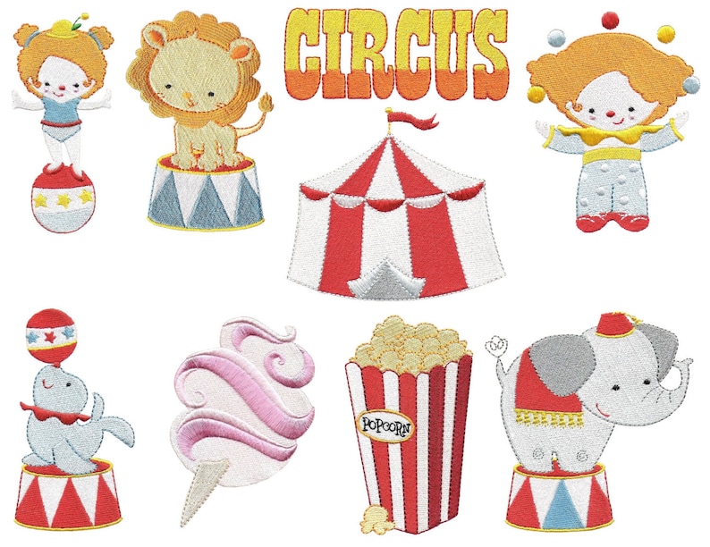 Circus Machine Embroidery Designs. Circus Embroidery Themed, so Cute,4 ...