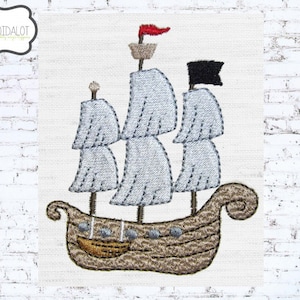Pirate Ship Embroidery Design. Two Sizes. Fun Pirate Ship Machine ...