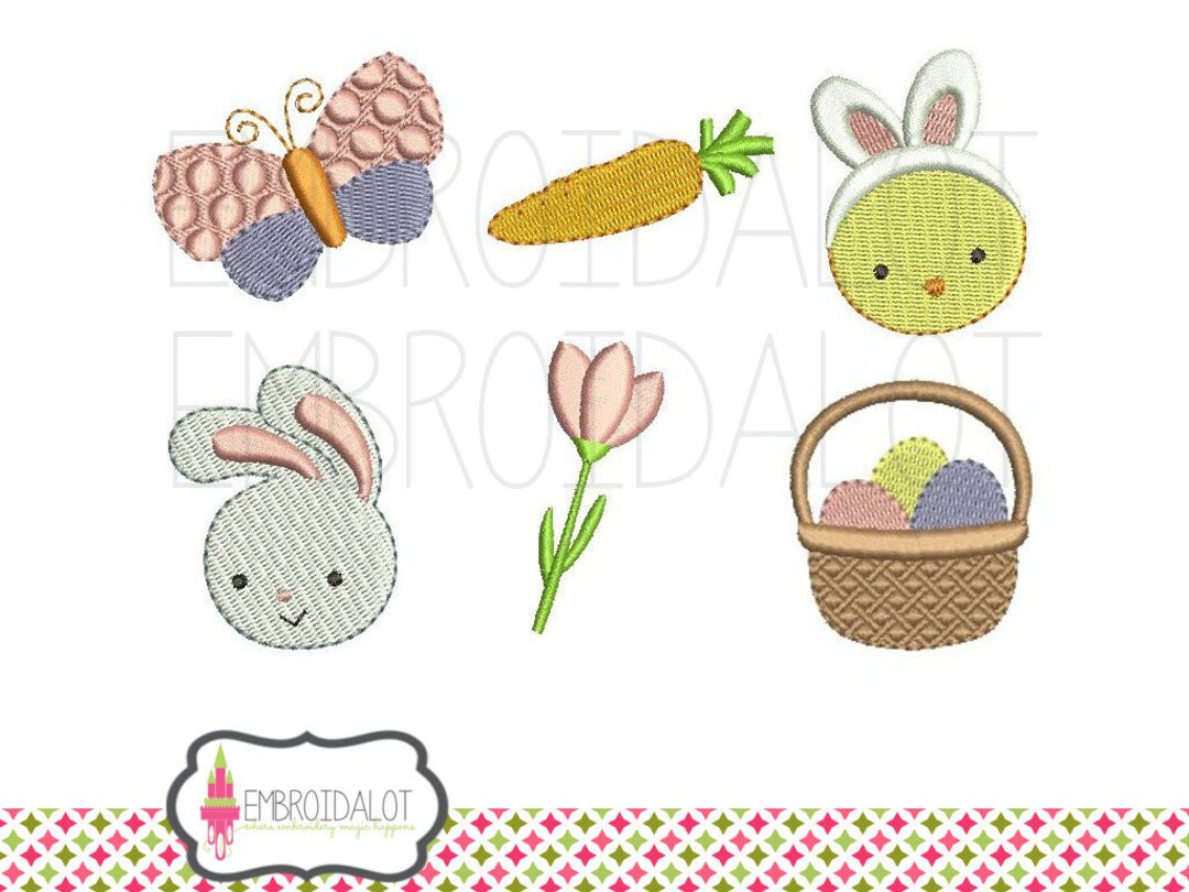 Easter Embroidery Designs. Set of Super Cute Mini Easter Embroidery in ...