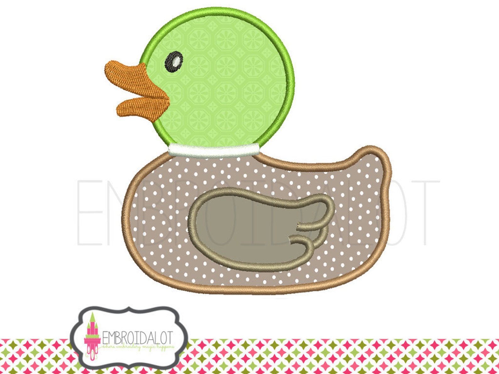 Mallard Duck Applique Embroidery Design. Cute Mallard Duck Embroidery ...