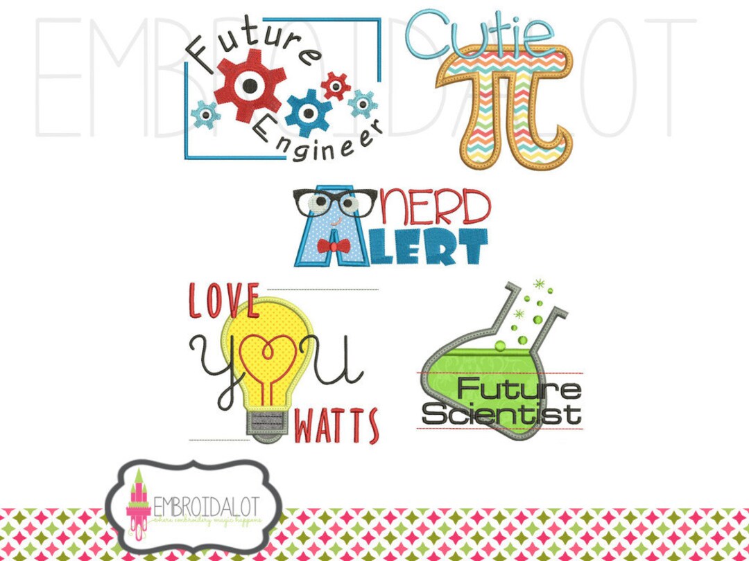 Geek Applique Embroidery Design. Science Embroidery Design, Science ...