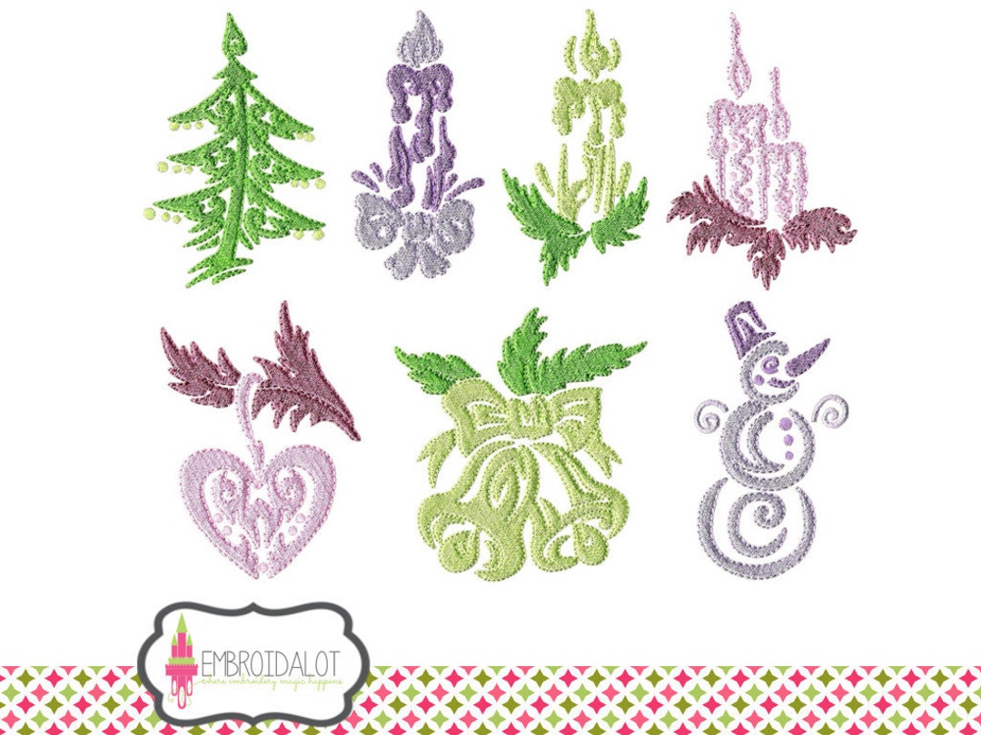 Christmas Machine Embroidery Design Set. Swirly Christmas Embroidery ...
