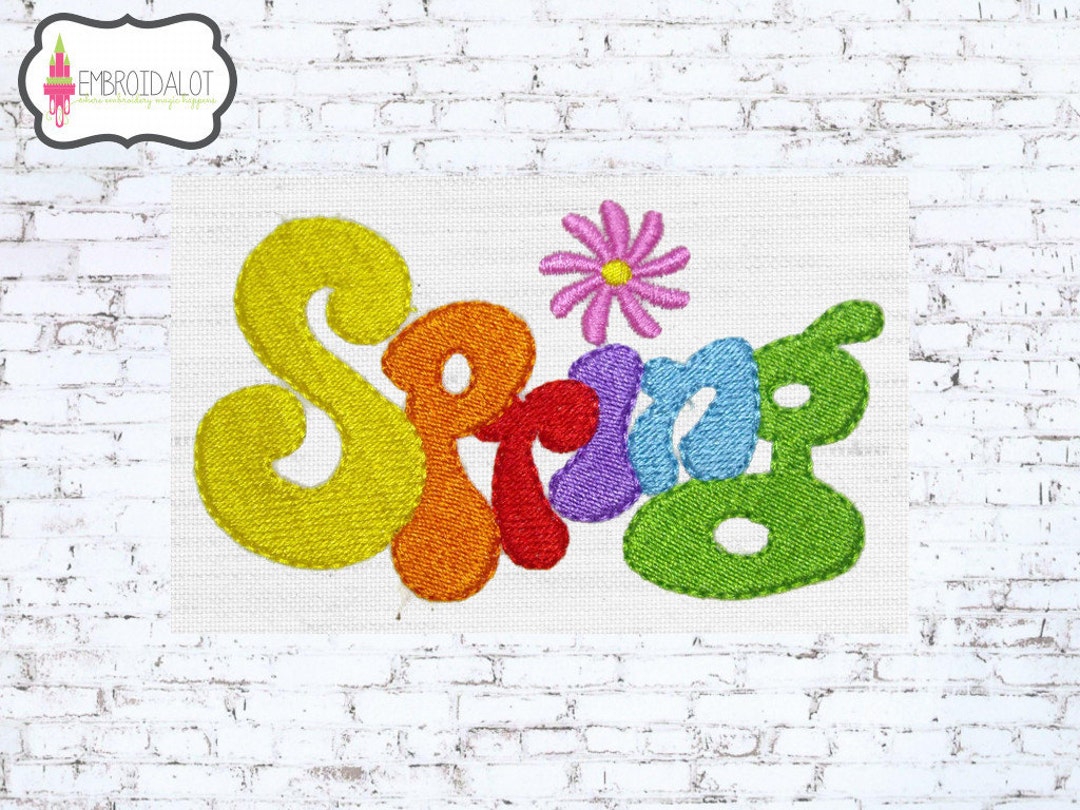 Spring Machine Embroidery Design. Groovy Spring Embroidery Filled ...