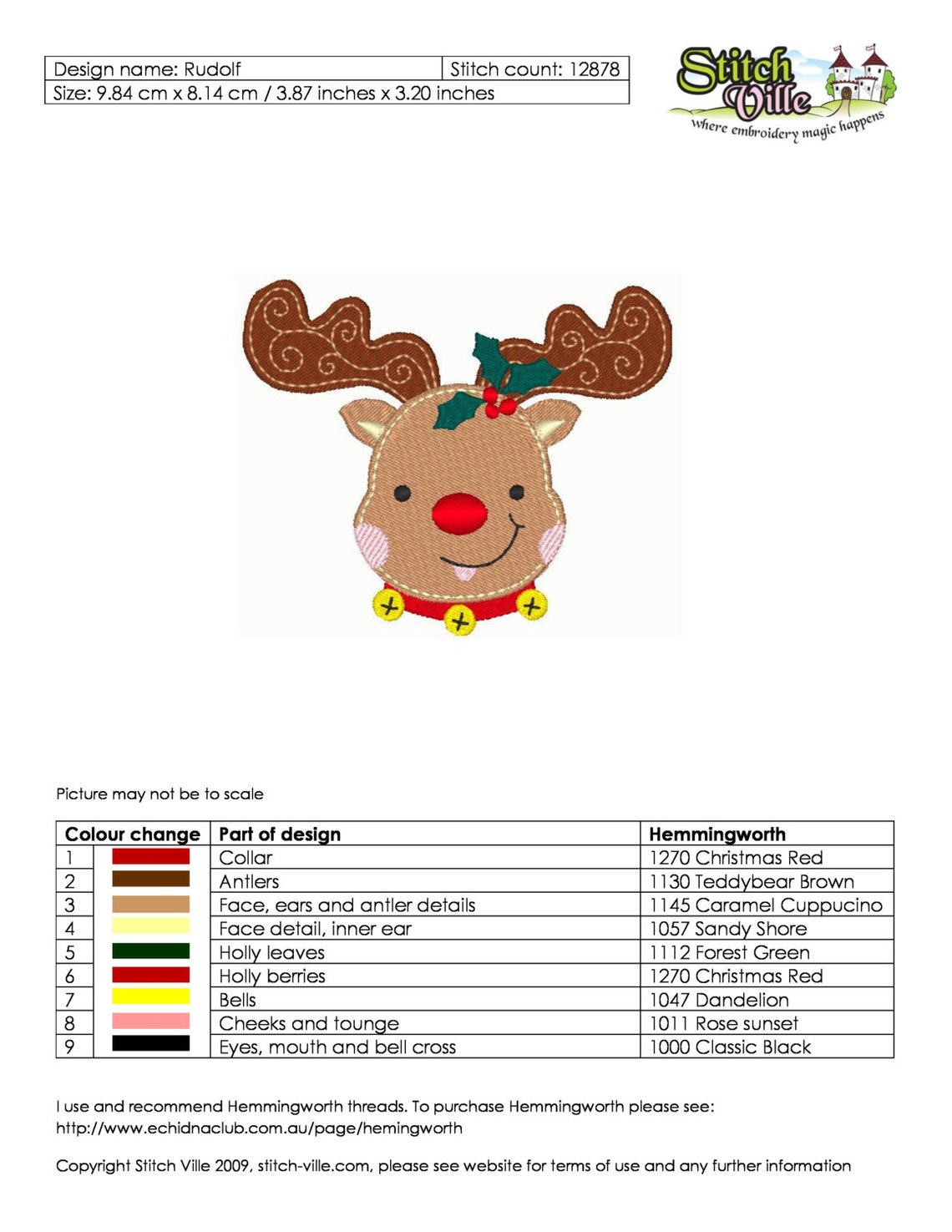 Rudolf Machine Embroidery Design. Christmas Embroidery With a | Etsy