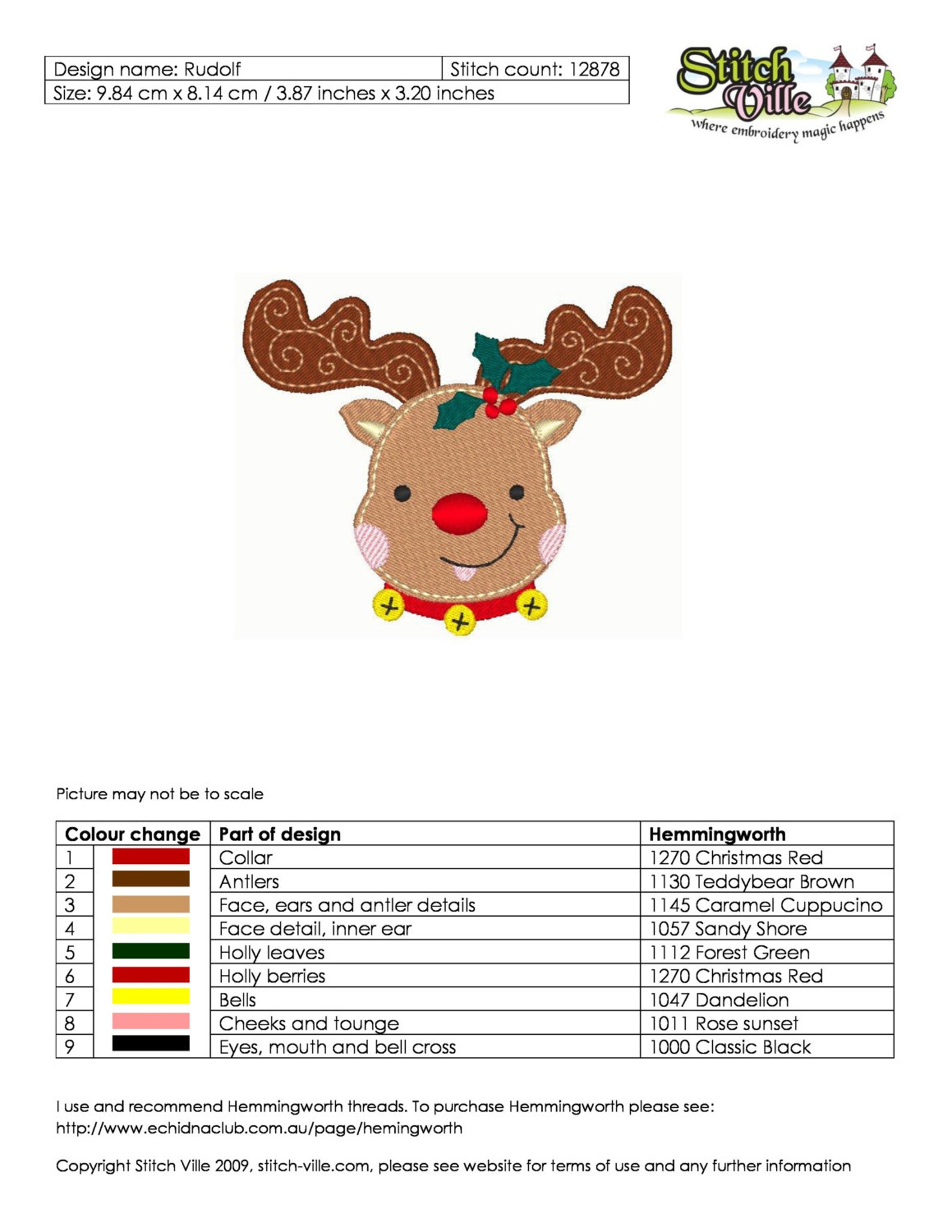 Rudolf Machine Embroidery Design. Christmas Embroidery With a | Etsy