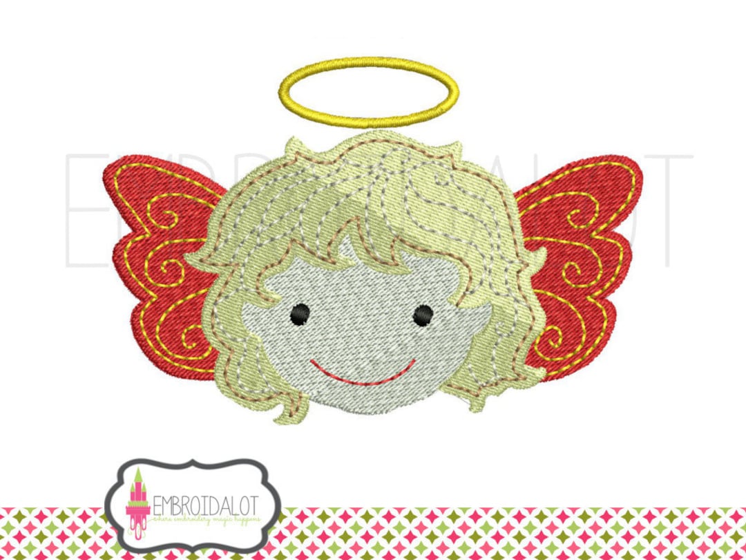 Angel Machine Embroidery Design. Cute Angel Face With a Bit of Whimsy ...