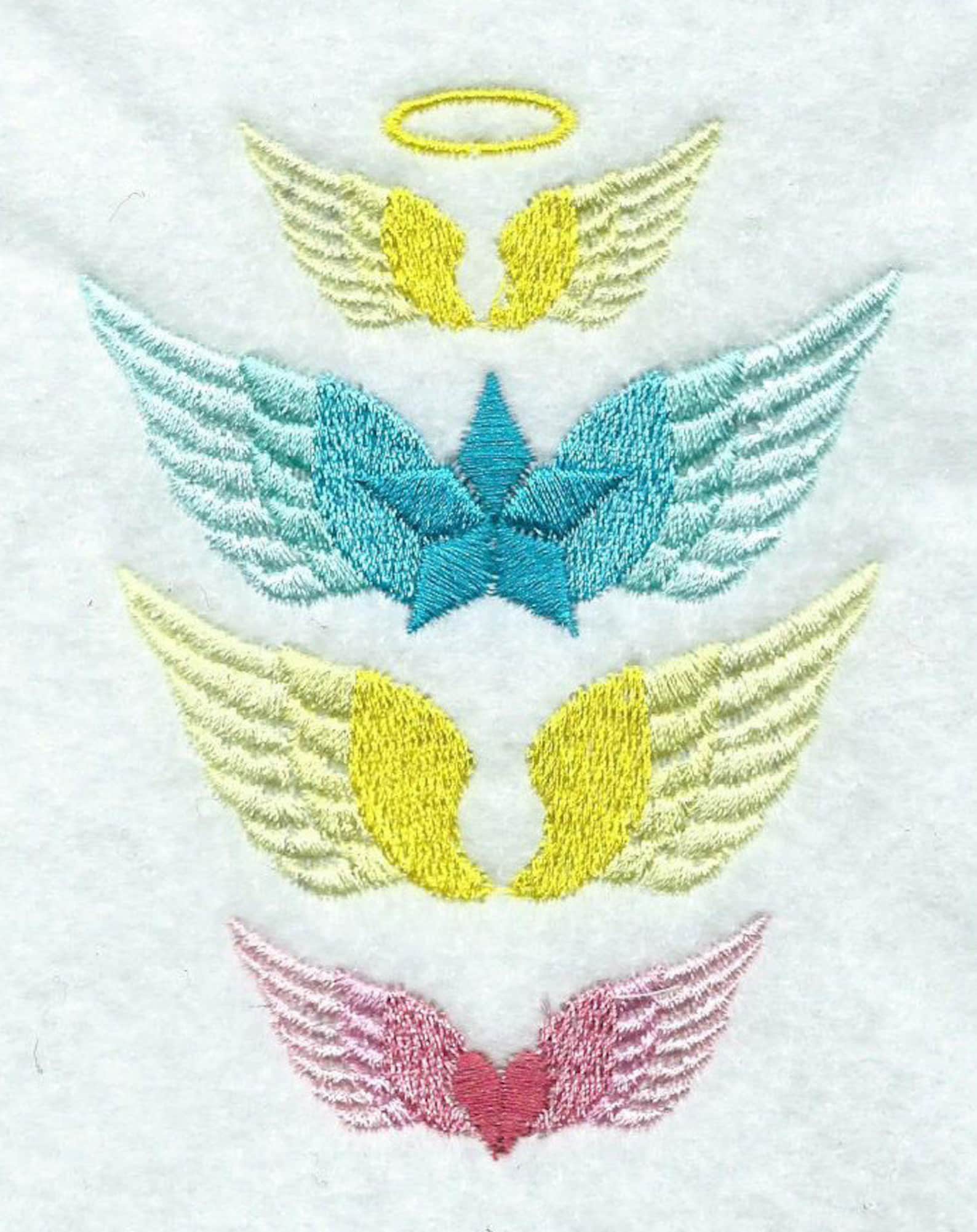 Angel Wings Embroidery Design. Dainty Angel Embroidery in 3 Mini Sizes ...
