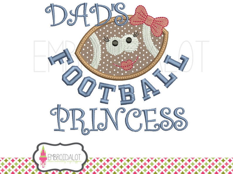 Girly Football Applique Design. Cute Football Embroidery Design, 3 ...