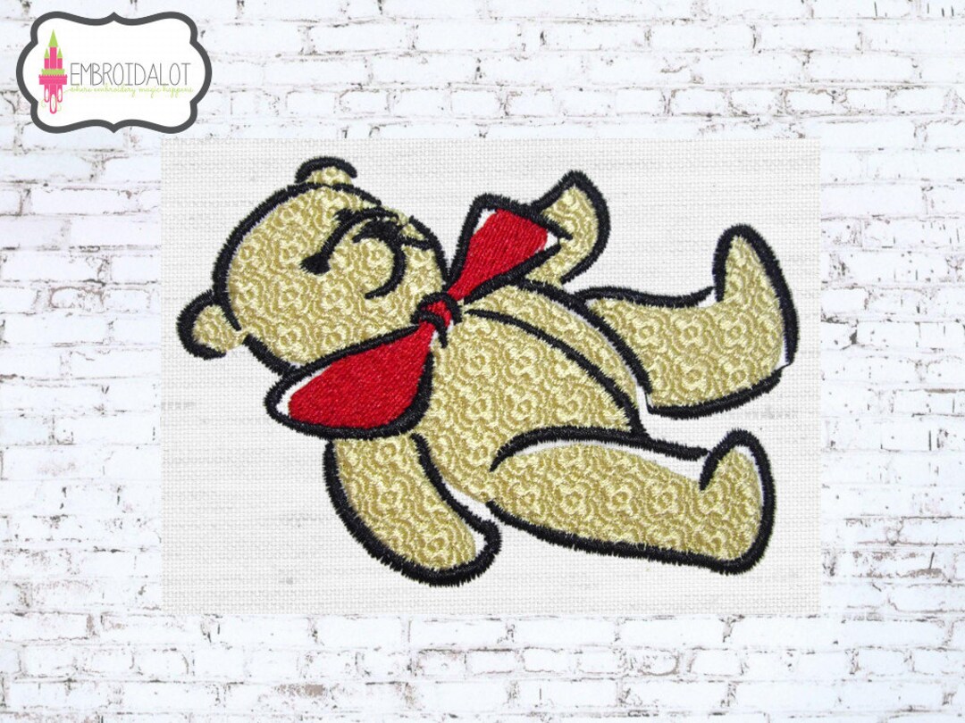 Teddy Machine Embroidery Design. Vintage Teddy Embroidery With Retro ...