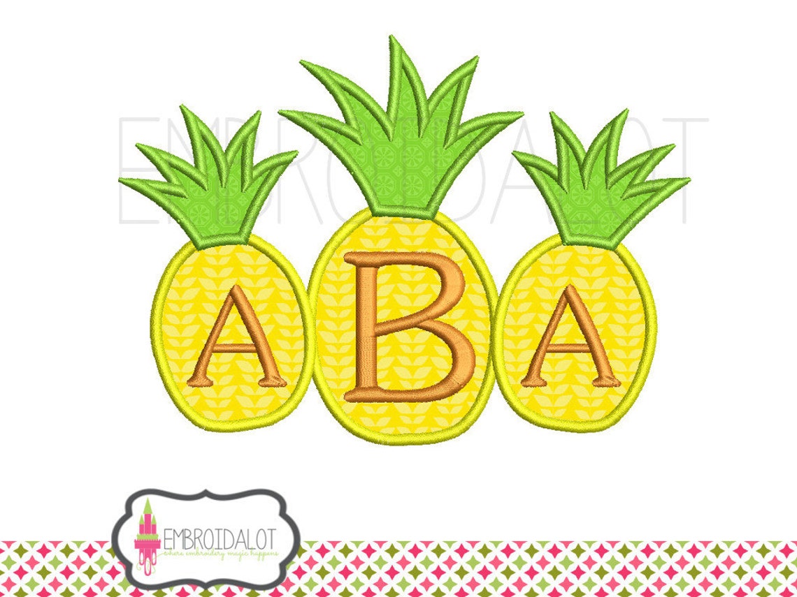 Pineapple Monogram Frame Applique Design. Pineapple Applique - Etsy