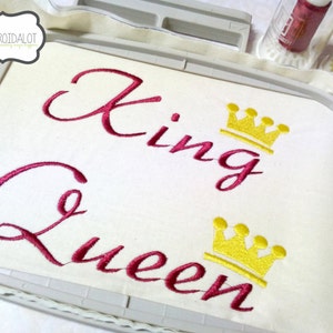 King and Queen Machine Embroidery Design. Text With Crowns. Great His ...