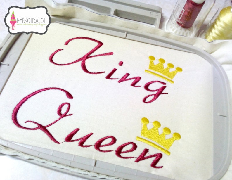 King and Queen Machine Embroidery Design. Text With Crowns. Great His ...