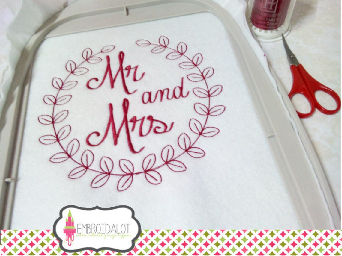 Mr and Mrs Embroidery Design. Wedding Machine Embroidery in Chalkboard ...