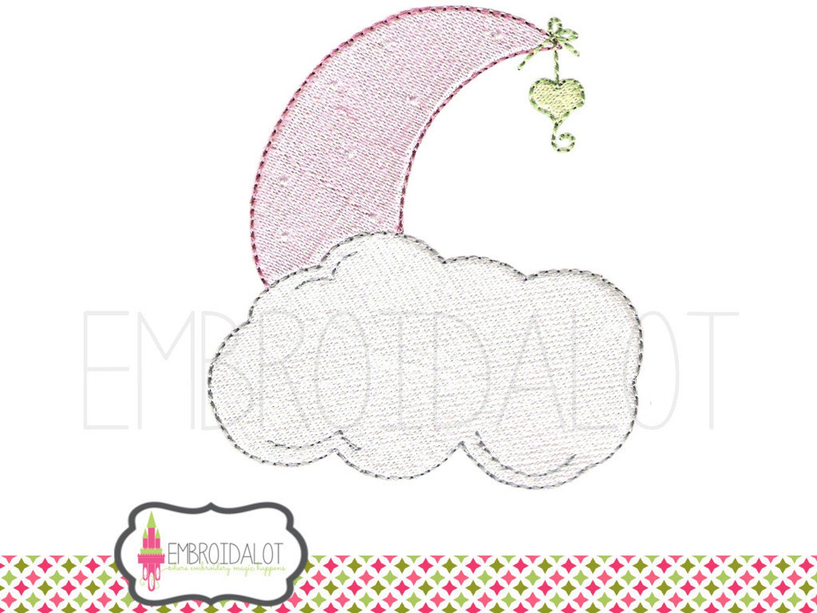 Moon and Cloud Machine Embroidery Design. Great Moon | Etsy