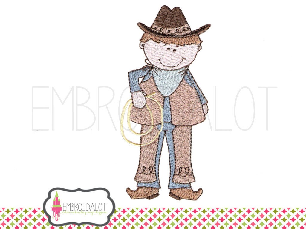 Cowboy Machine Embroidery Design. Cowboy Embroidery Design With Lasso ...