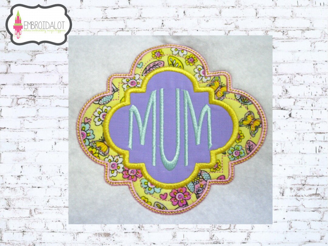 Monogram Frame Applique Embroidery Design. Pretty Text Frame Applique ...