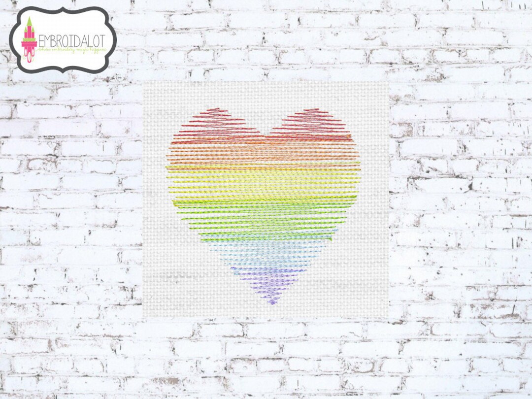 Heart Embroidery Design. A Fun LGBT Embroidery. Heart in Sketchy ...