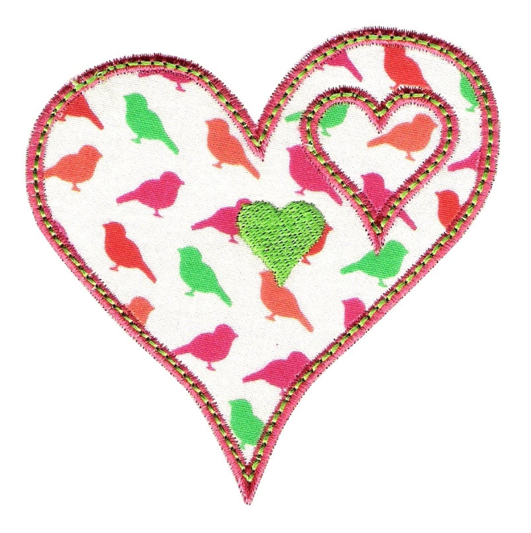 Heart Applique Embroidery Design. Simple Heart Applique Design, Two ...