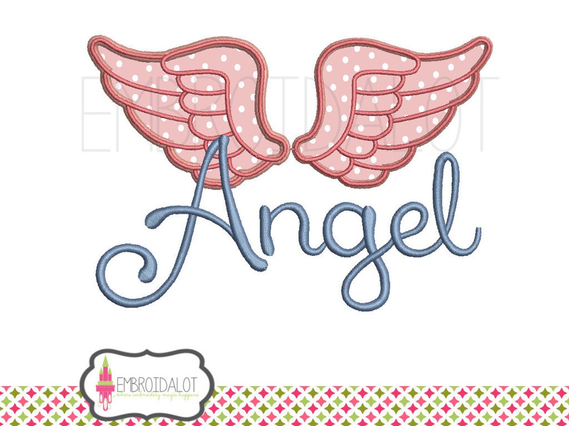 Angel Applique Embroidery Design. Pretty Angel Wing Applique | Etsy