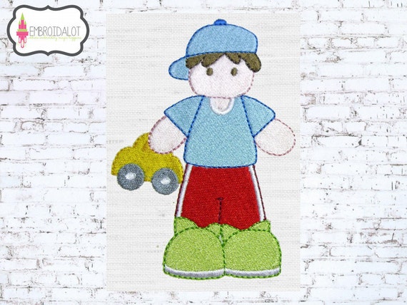 Boy Machine Embroidery Design. Fun Playtime Embroidery Boy | Etsy