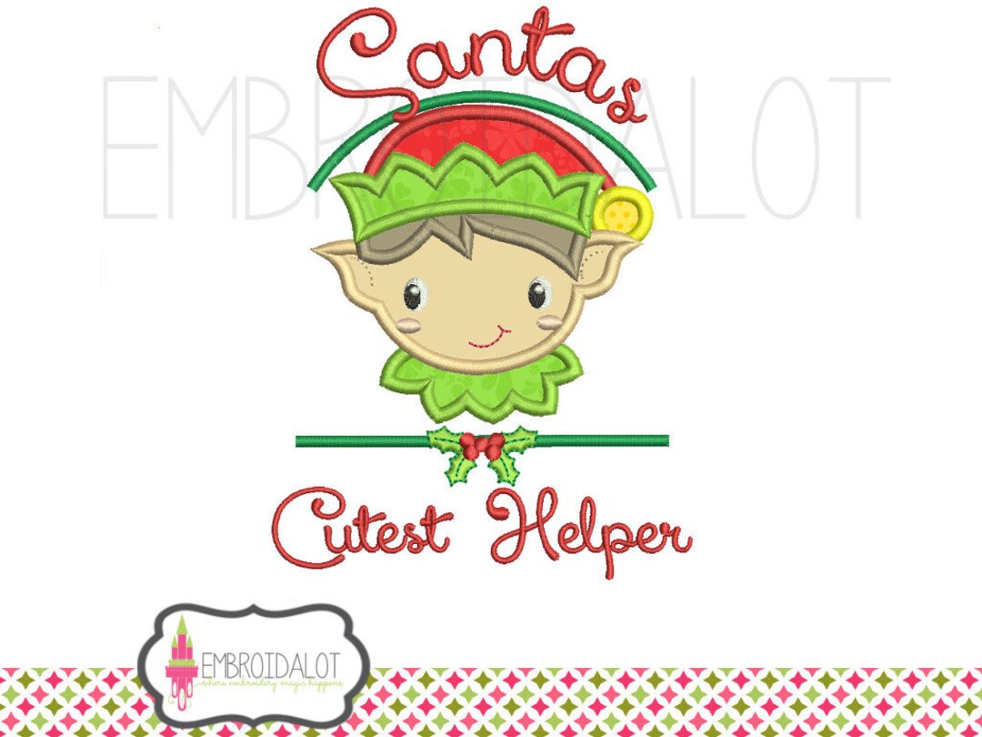 Elf Applique Embroidery Design. Cute Christmas Embroidery Design in 2 ...