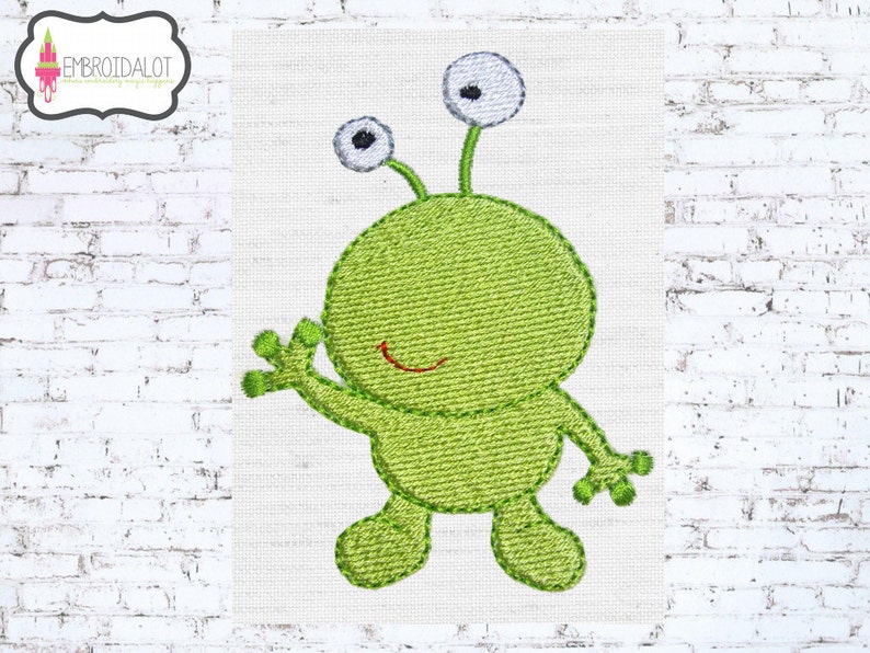 Alien Machine Embroidery Design. Friendly Alien Embroidery Design in 4 ...