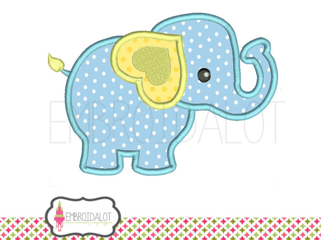 Elephant Applique Embroidery Design. Two Sizes. Great Elephant ...