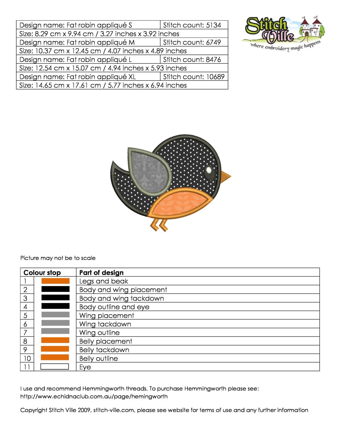 Robin applique embroidery design. Such a cute chubby little | Etsy