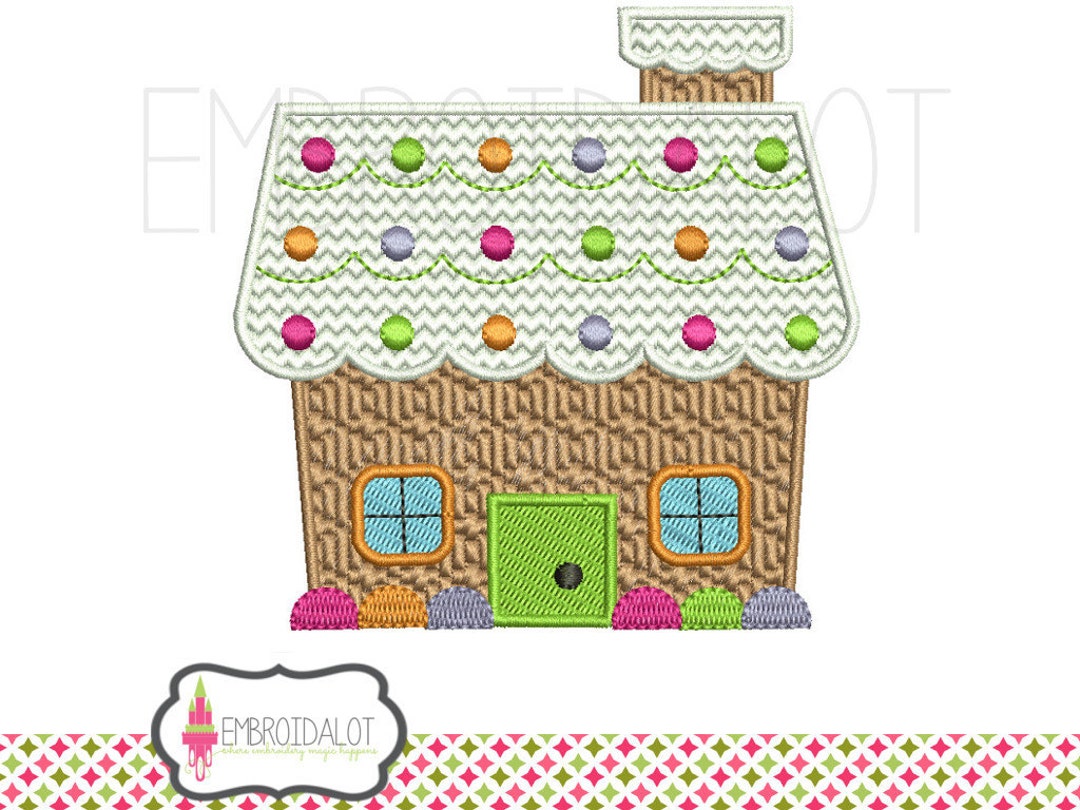 Gingerbread House Machine Embroidery Design. Filled Stitch With ...