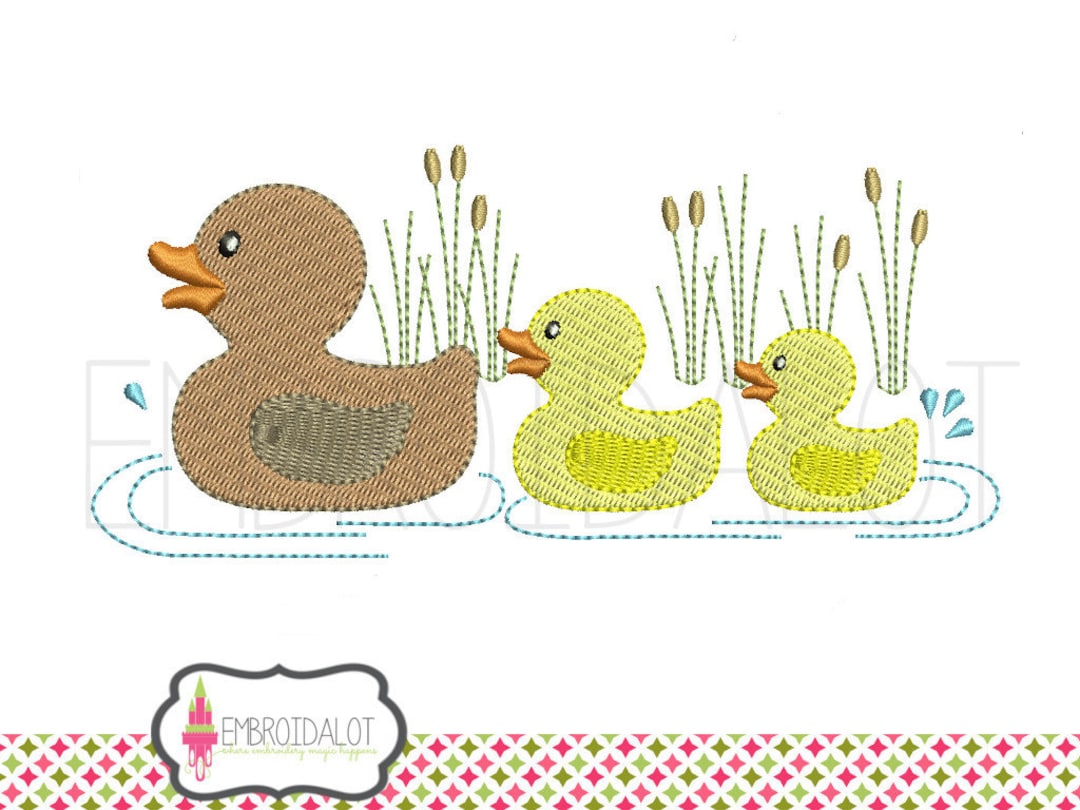 Duck Machine Embroidery Design. Duck Embroidery, Mom and Babies in 2 ...