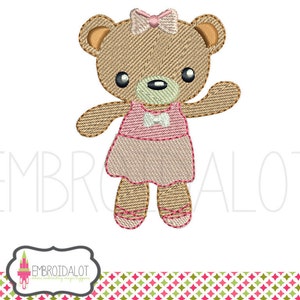 Teddy Bear Embroidery Design. Cute Dancing Ballerina Teddy Embroidery ...