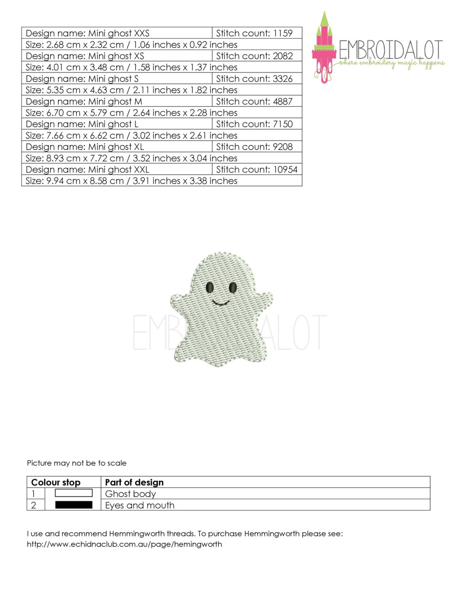Mini Ghost Embroidery Design. Mini Halloween Embroidery in 7 Mini Sizes ...