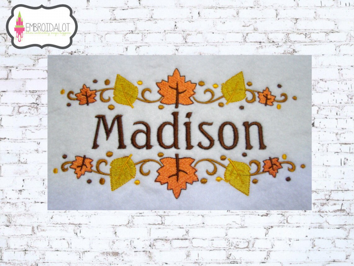 Fall Border Embroidery Design. Fall / Thanksgiving Monogram | Etsy