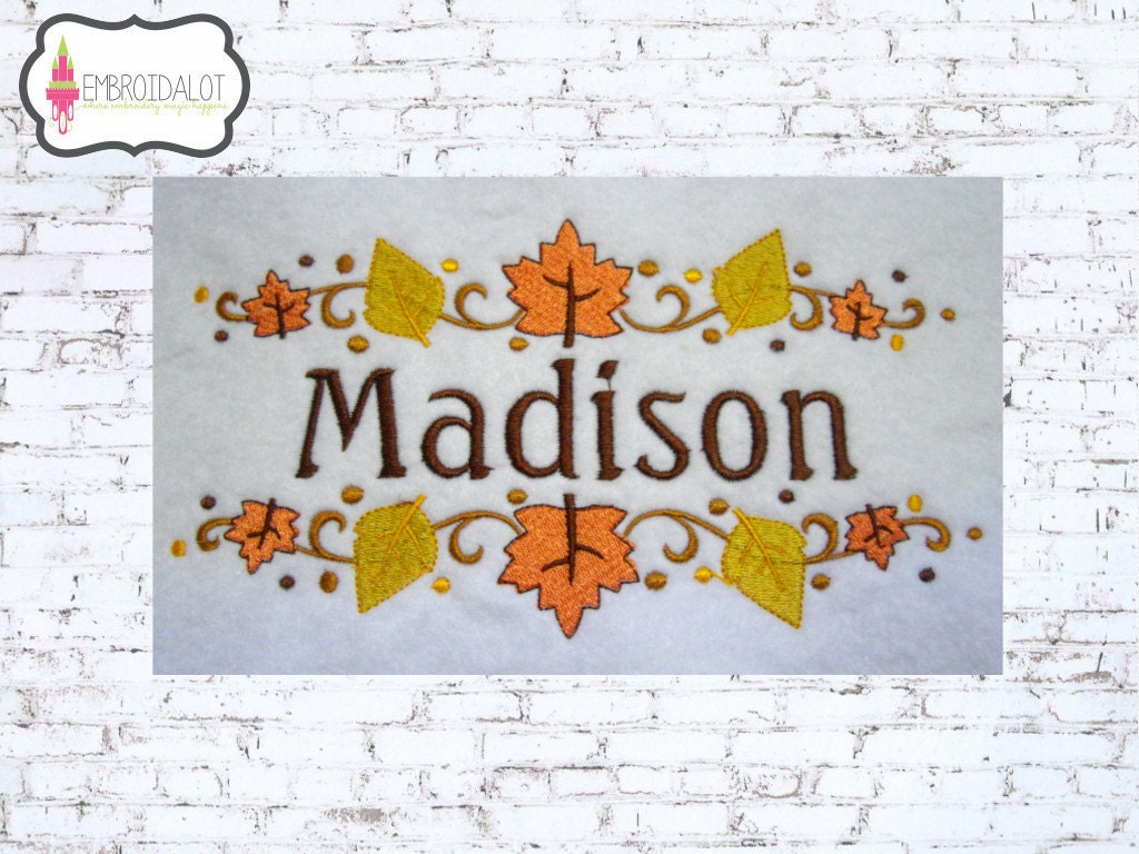 Fall Border Embroidery Design. Fall / Thanksgiving Monogram - Etsy ...