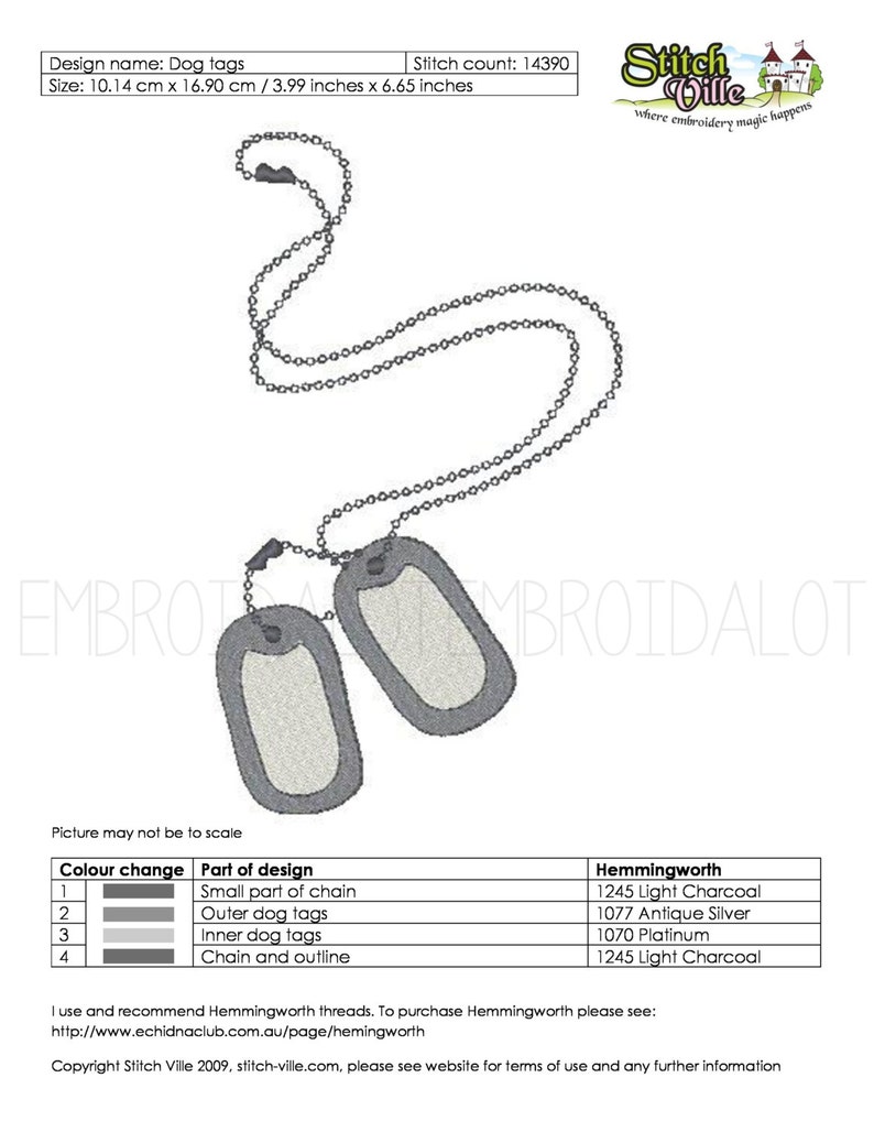 Dog Tag Embroidery Design. Army Embroidery. 5x7 Inches Filled ...