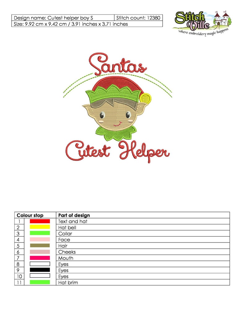 Boy Elf Machine Embroidery Design Cute Christmas Design in 4 - Etsy