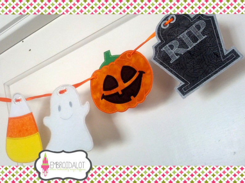 Halloween Bunting Machine Embroidery Design. Made in the Hoop. Made ITH ...