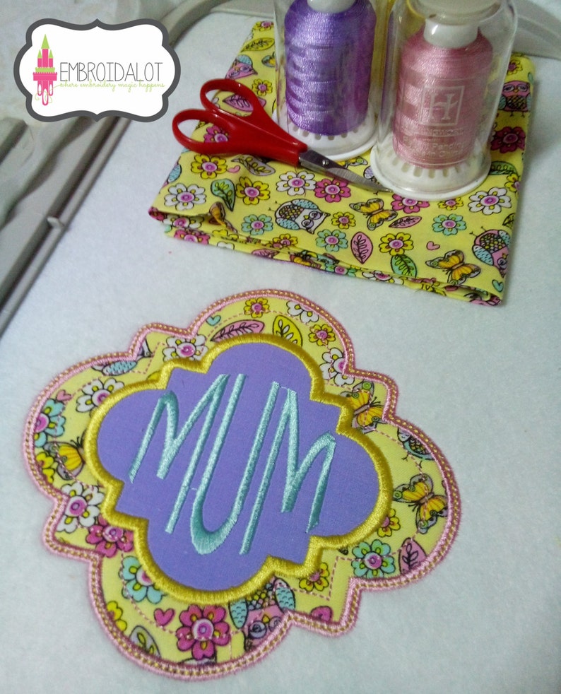 Monogram Frame Applique Embroidery Design. Pretty Text Frame Applique ...