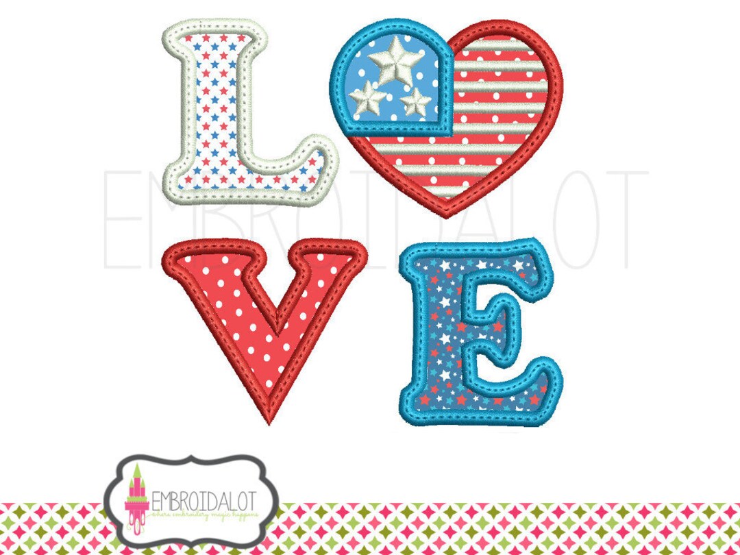 American Applique Embroidery Design. Super Cute Patriotic Embroidery ...