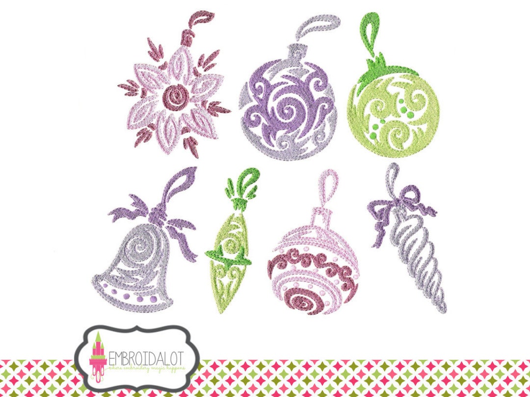 Christmas Machine Embroidery Design Set. Pretty Swirly Christmas ...