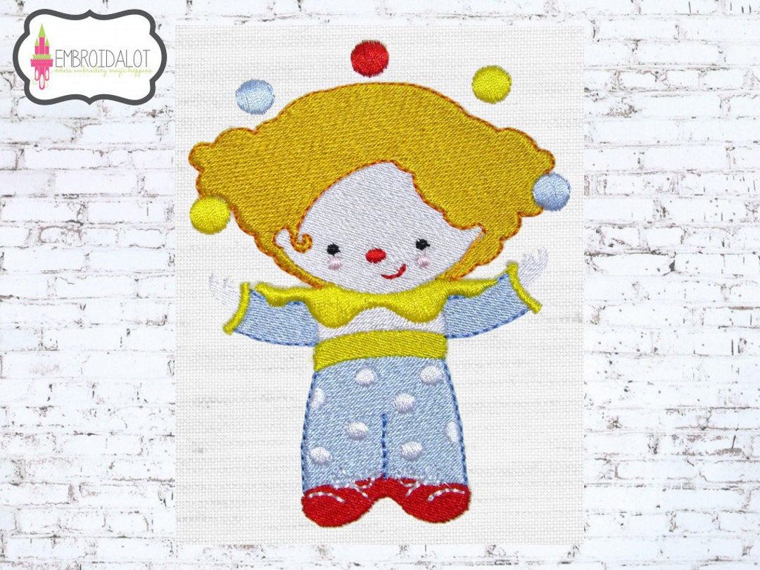 Clown Machine Embroidery Design. Adorable Little Clown Embroidery. Two ...