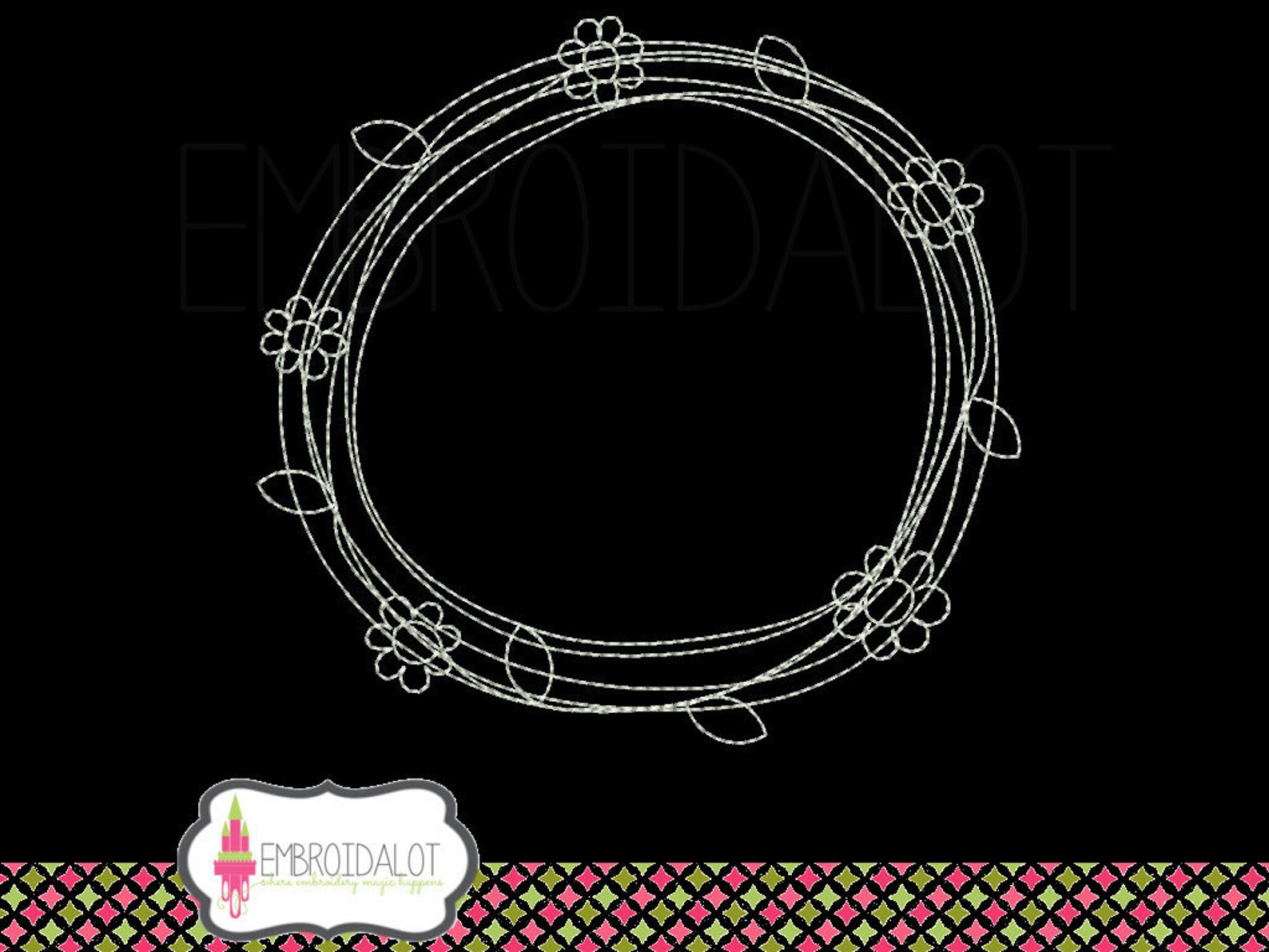 Girly Monogram Frame Embroidery Design. Pretty Text Fame in - Etsy