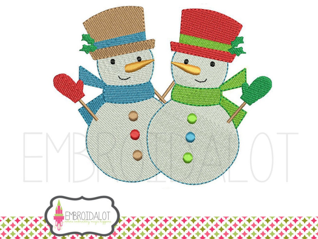 Snowman Embroidery Design. Modern and Festive Snowmen Machine ...