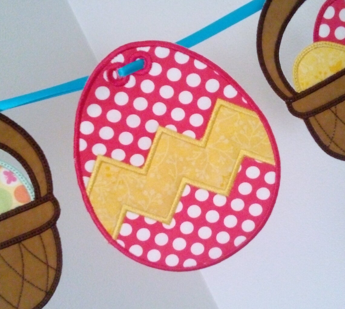 Easter Bunting Machine Embroidery Design. EGG Shape, Made in the Hoop ...